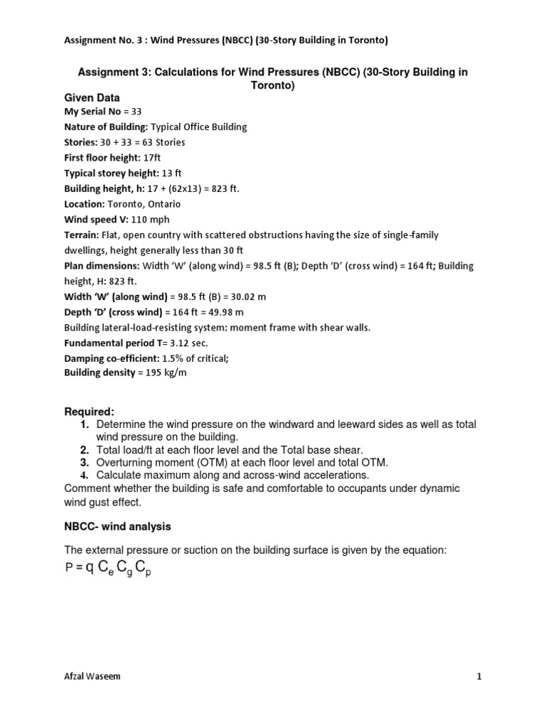 Wind Pressures Analysis by NBCC National Building Code of Canada | PDF ...