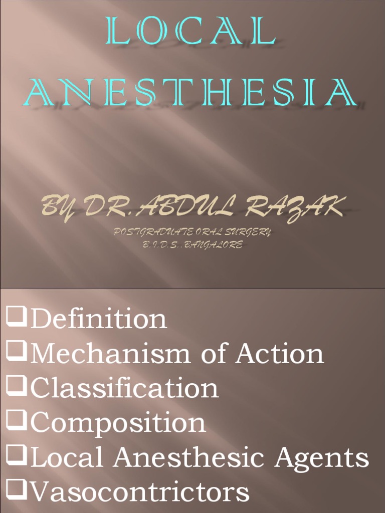 Local Anesthesia Part-1 | PDF | Coronary Circulation | Blood Pressure