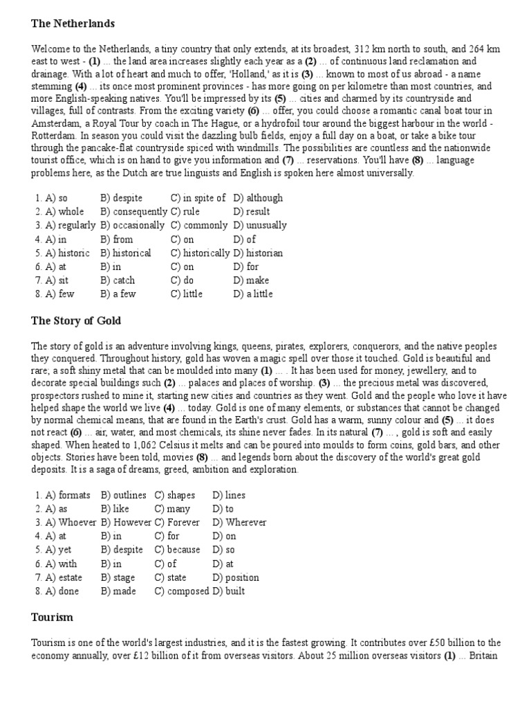 Multiple Choice Cloze | PDF | Giant Panda | Gold
