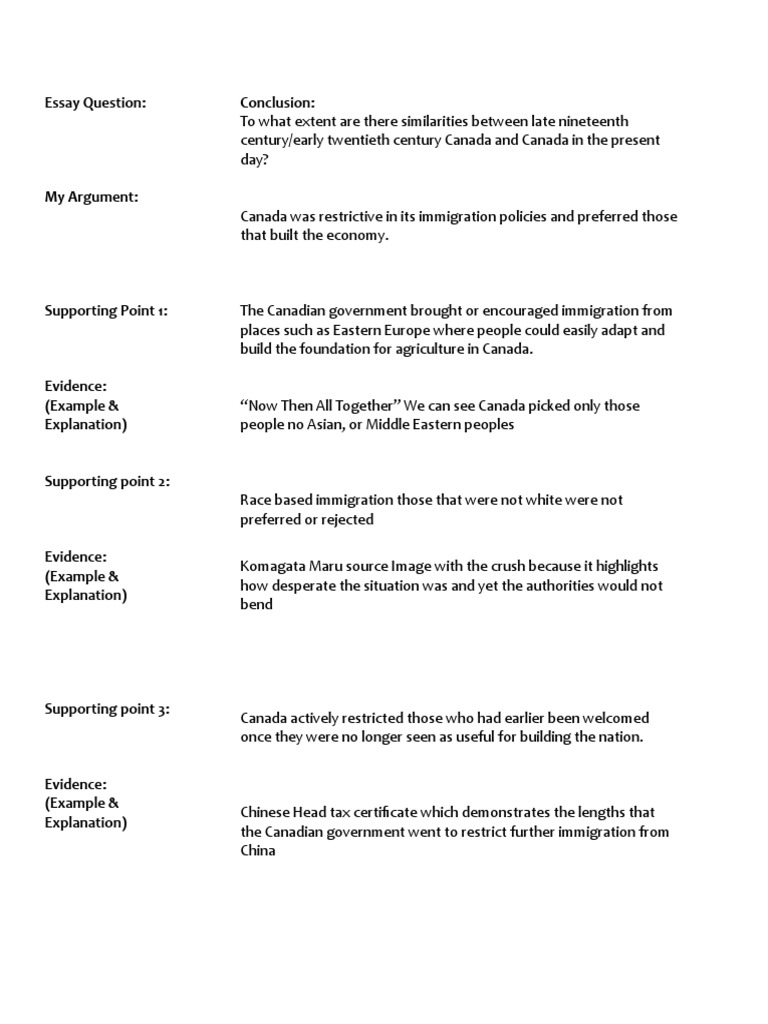 Essay Question: Conclusion | PDF | Evidence | Immigration