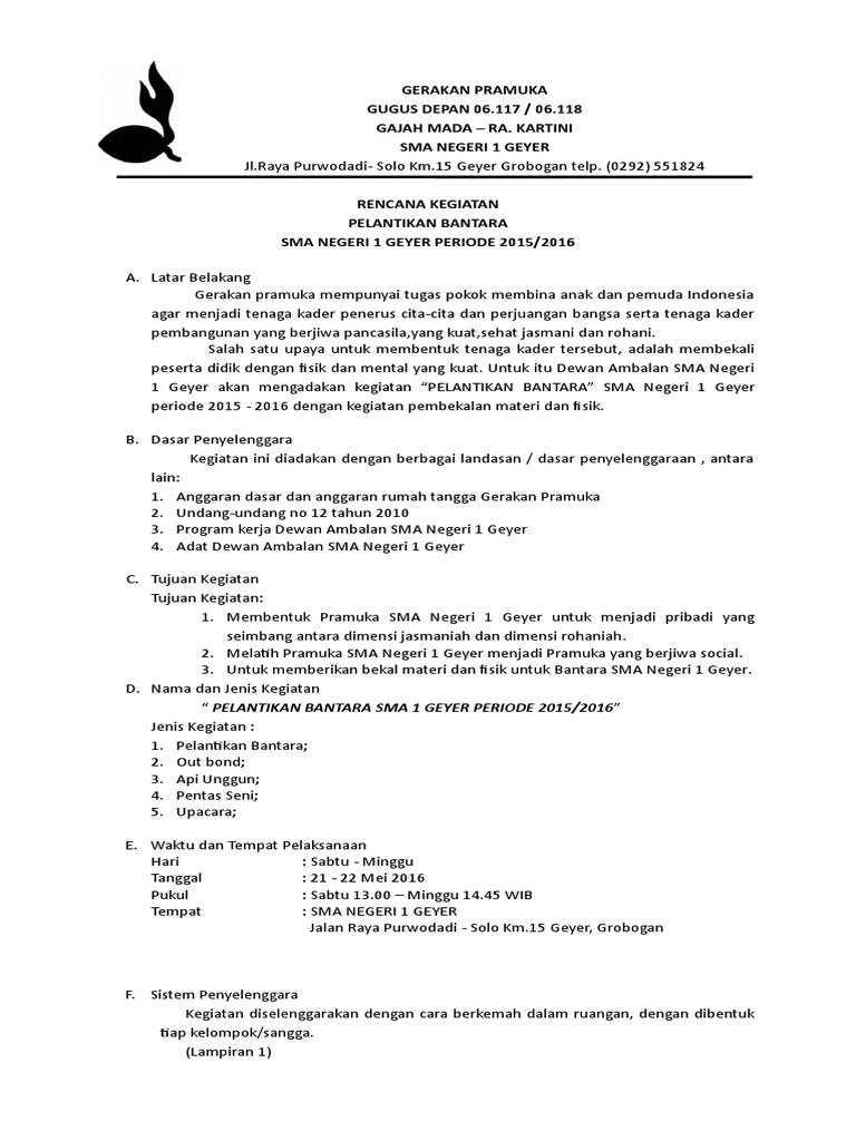 Contoh Proposal Pramuka | PDF