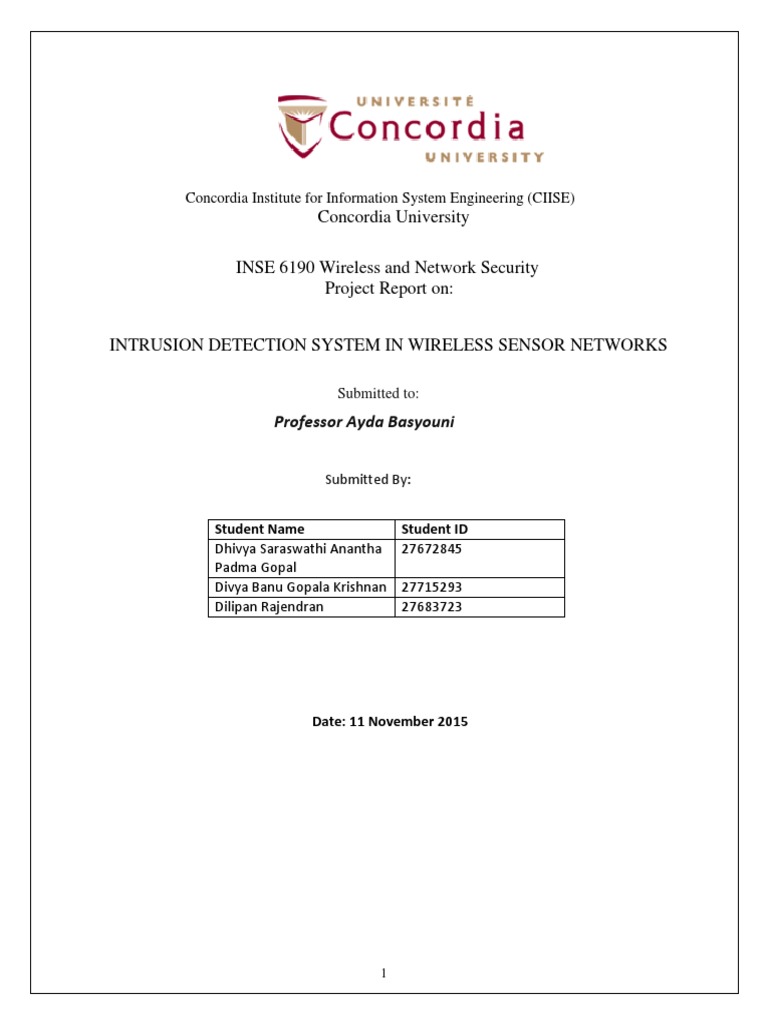 INSE6190 Final Report | PDF | Wireless Sensor Network | Computer Network