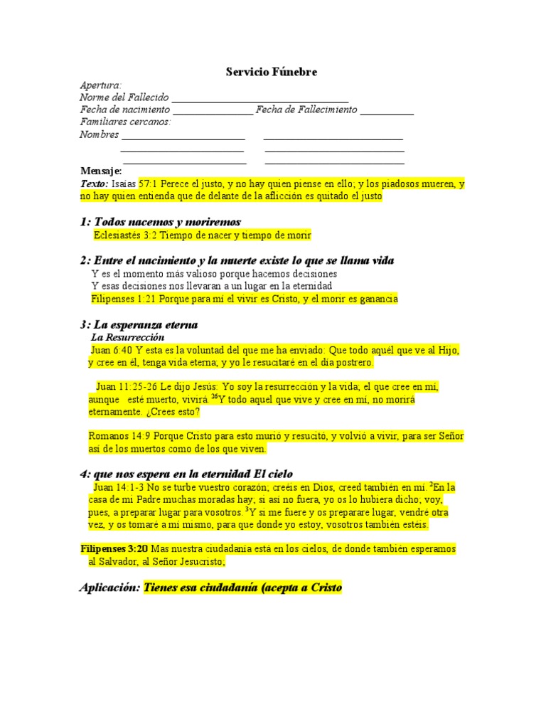 Servicio Fúnebre | PDF