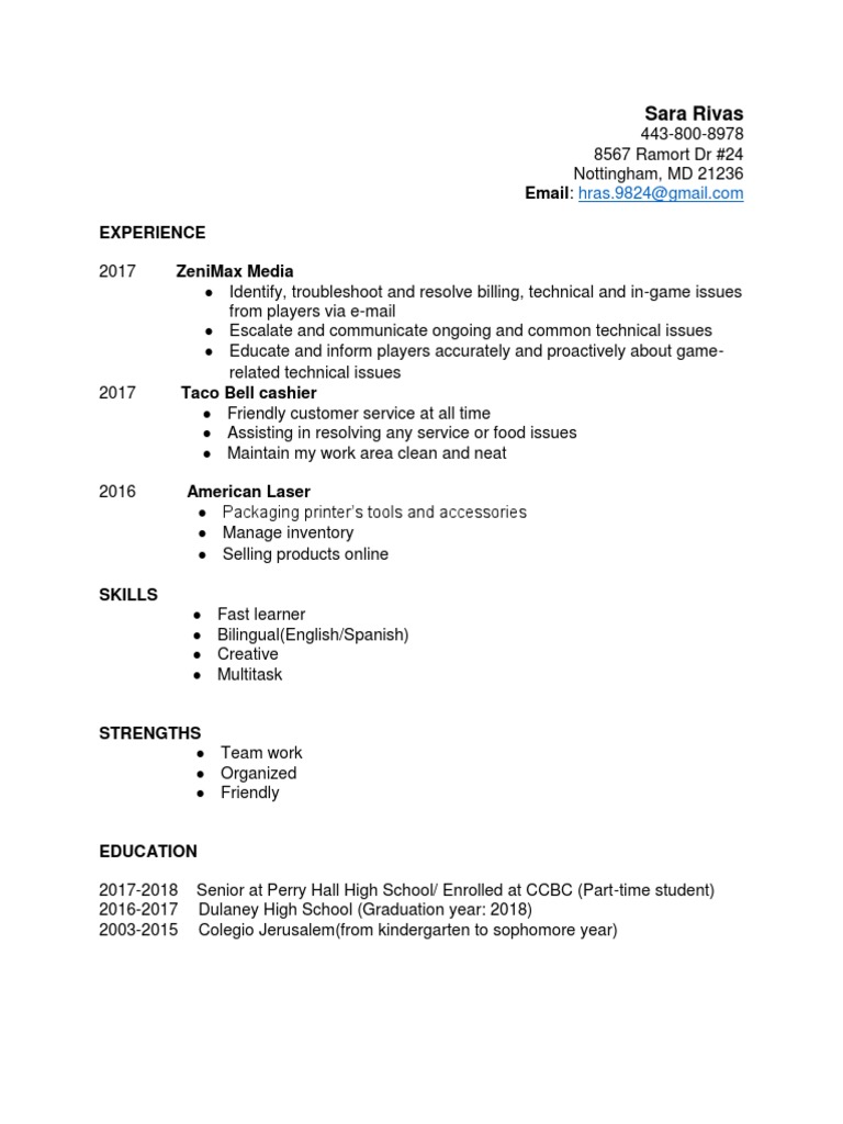Sara Rivas Resume 1 | PDF