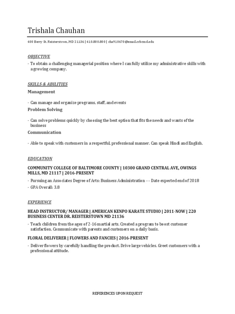 Trishala Chauhan: Objective | PDF | Career & Growth | Finance & Money ...