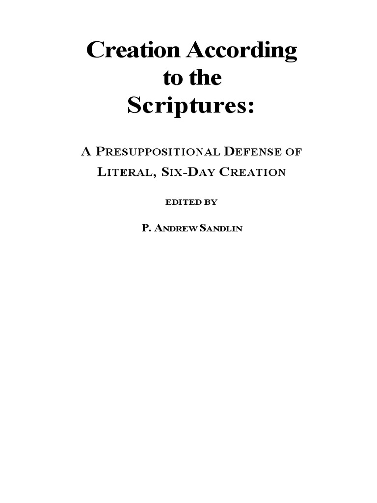 Rousas Rushdoony Creation According To Scripture PDF | PDF | Genesis ...
