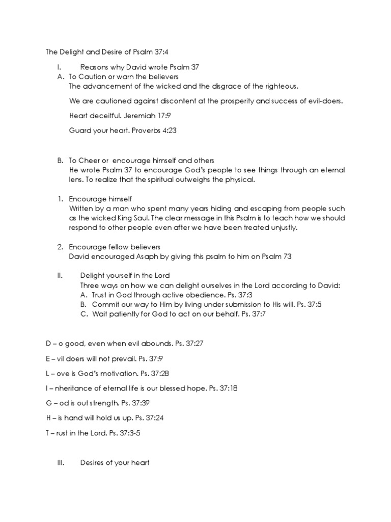 The Delight and Desire of Psalm 37 | PDF | Psalms | David