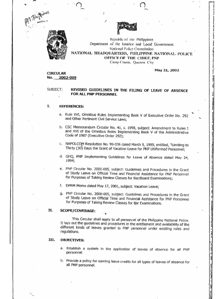 Revised Guidelines in The Filing of Leave of Absence | PDF