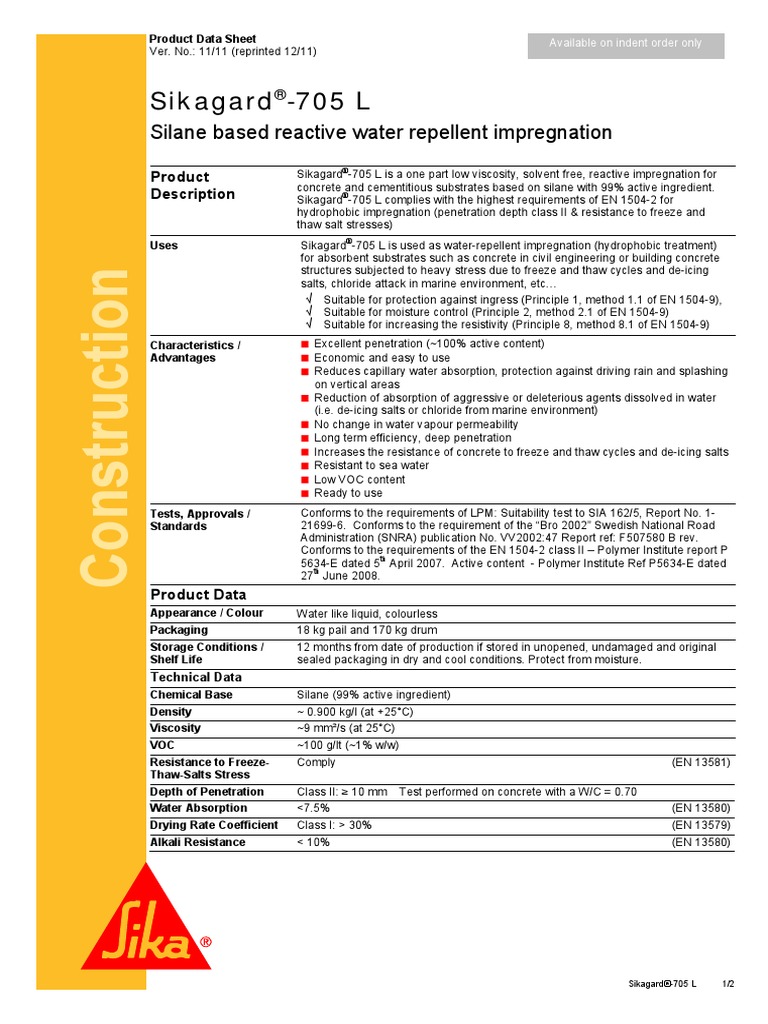 Sikagard 705 L - PDS | PDF | Paint | Concrete