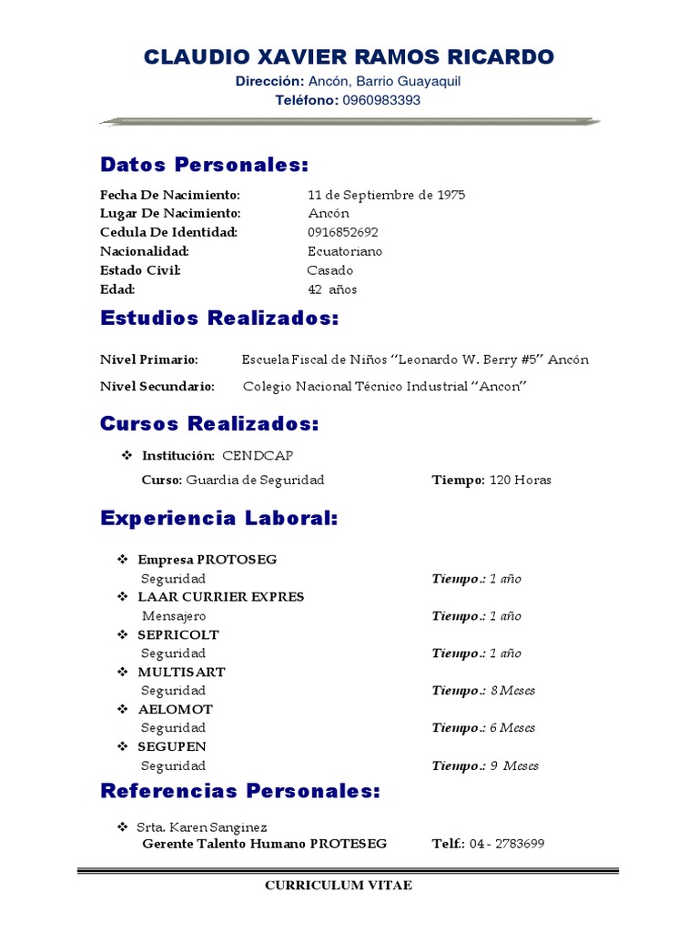 Curriculum Claudio Ramos | PDF