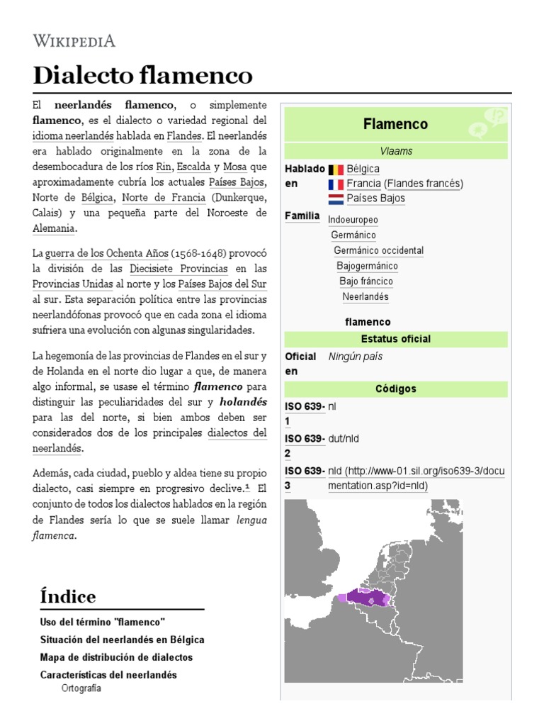 Dialecto Flamenco - Wikipedia, La Enciclopedia Libre | PDF | Lenguas de ...