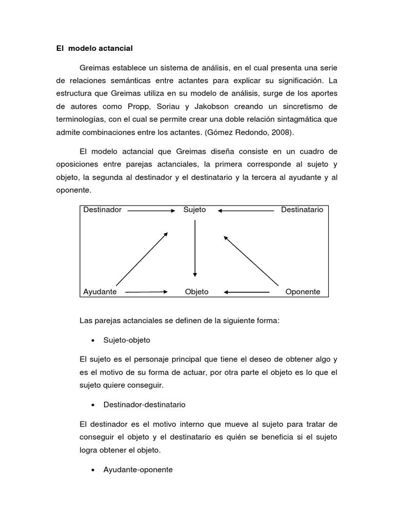 Modelo Actancial de Greimas explicado | PDF | Ciencia cognitiva | Cognición