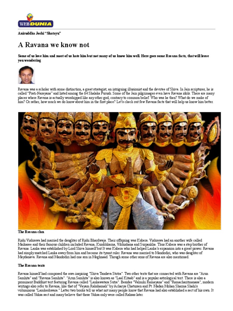 RAVANA English - Webdunia | PDF | Ramayana | Hindu Mythology