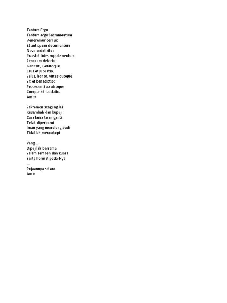 Tantum Ergo Sacramentum Lyrics | PDF