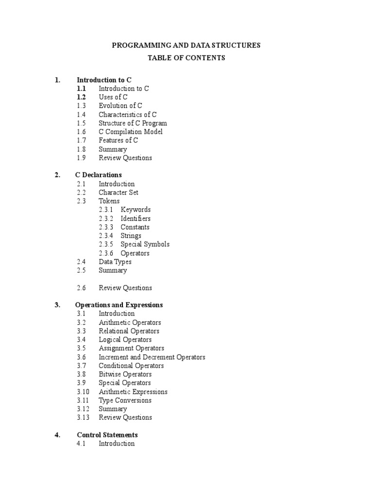 Table of Contentsfinal | PDF | Array Data Structure | C (Programming Language)