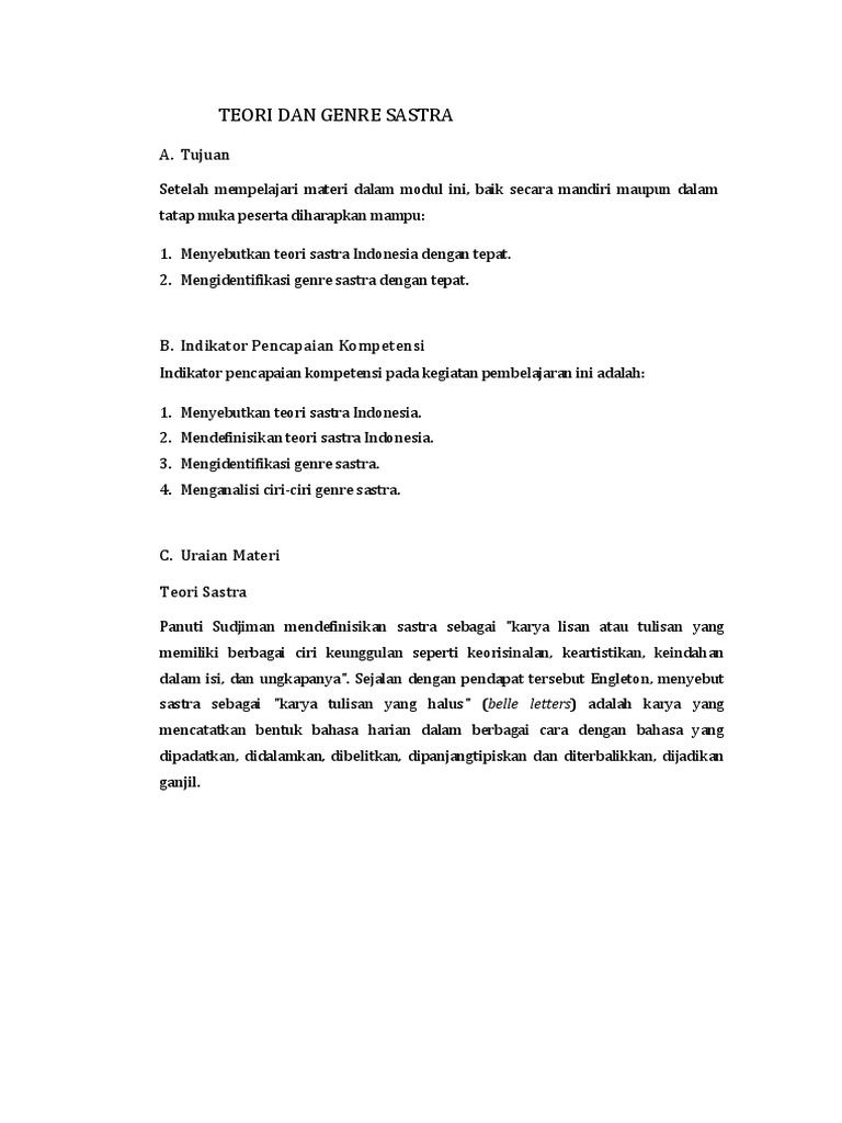 Teori Dan Genre Sastra | PDF