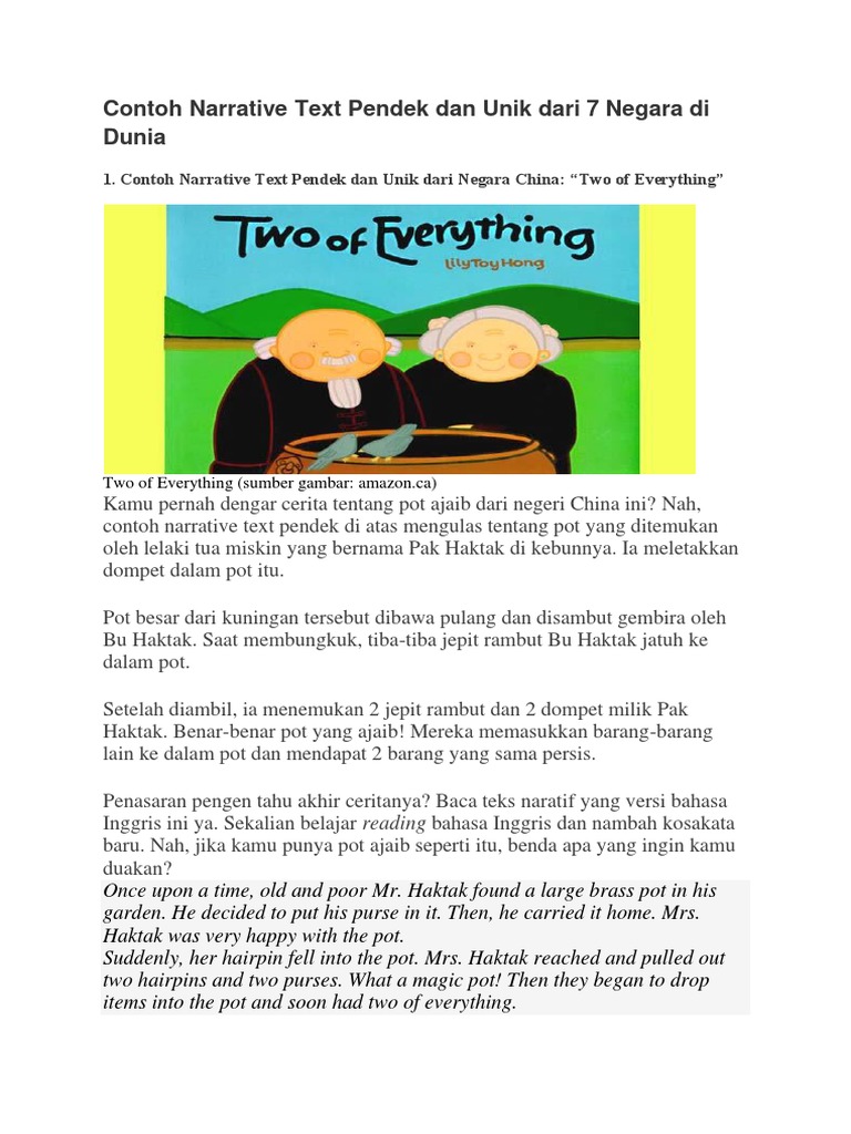 Contoh Narrative Text Pendek Dan Unik Dari 7 Negara Di Dunia | PDF