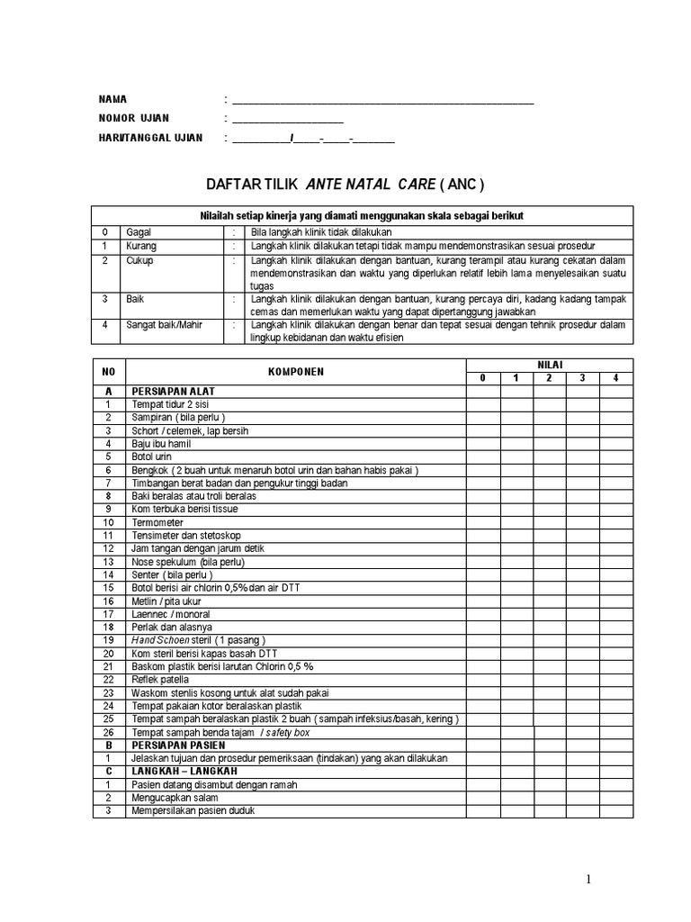 Daftar Tilik Anc | PDF