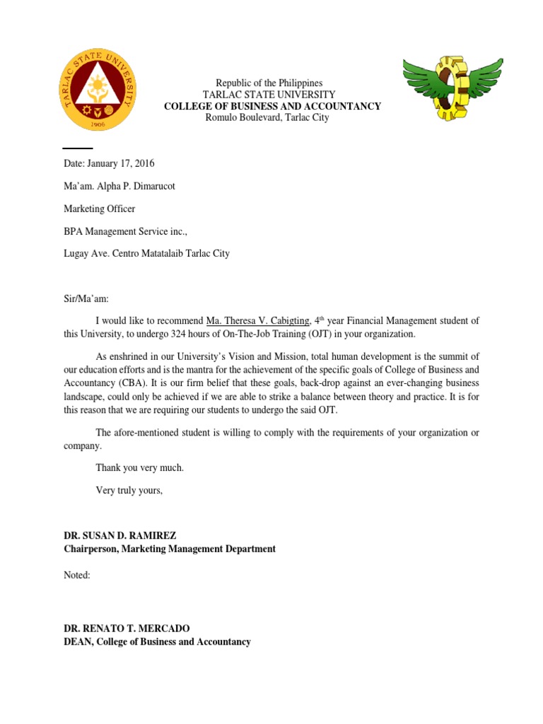 OJT Recommendation Sample | PDF