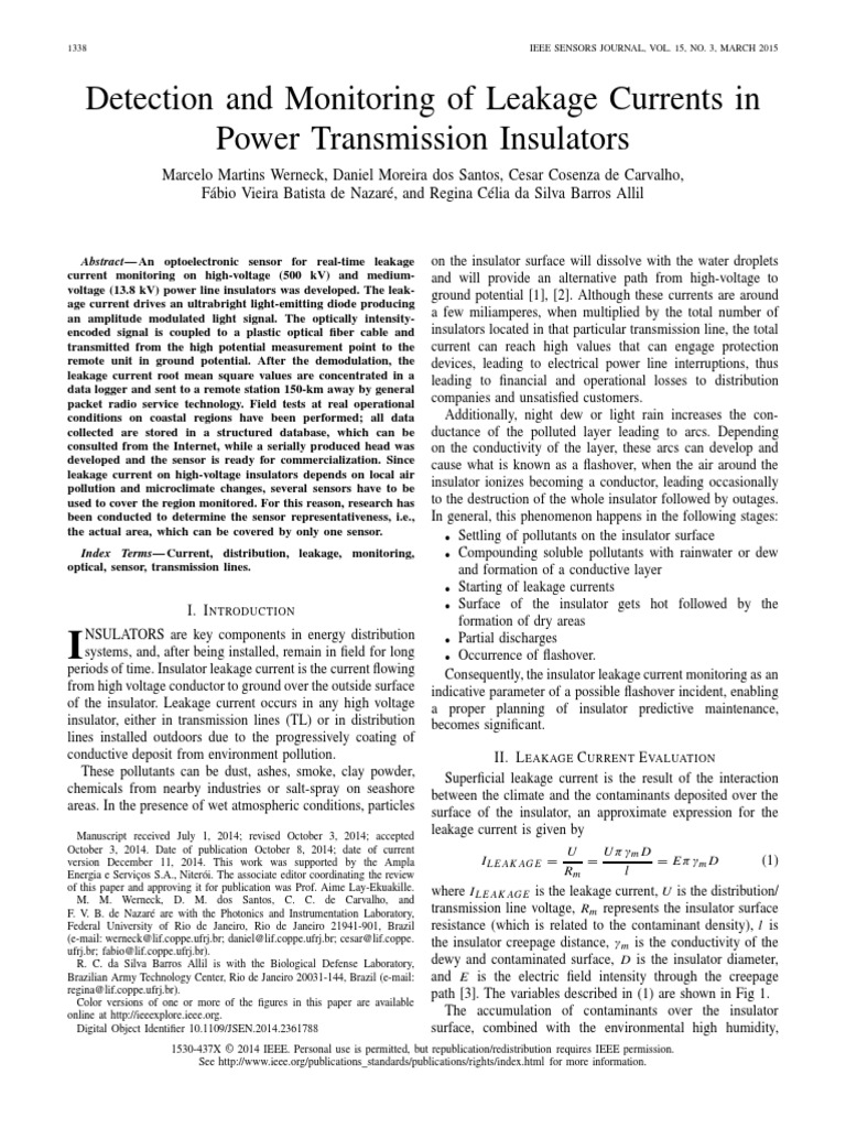 Detection and Monitoring of Leakage Currents in Power Transmission ...
