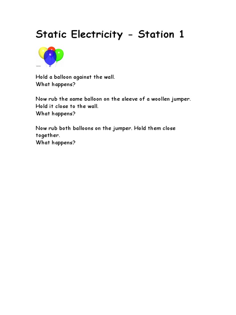 Static Electricity - Station 1 | PDF