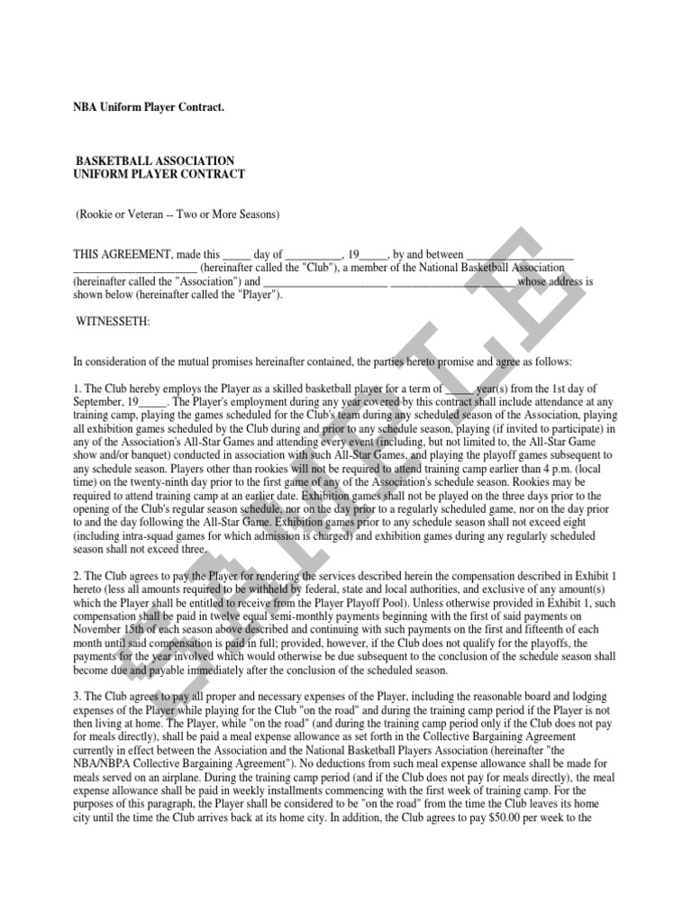 NBA Uniform Player Contract | PDF | Assignment (Law) | Workers ...