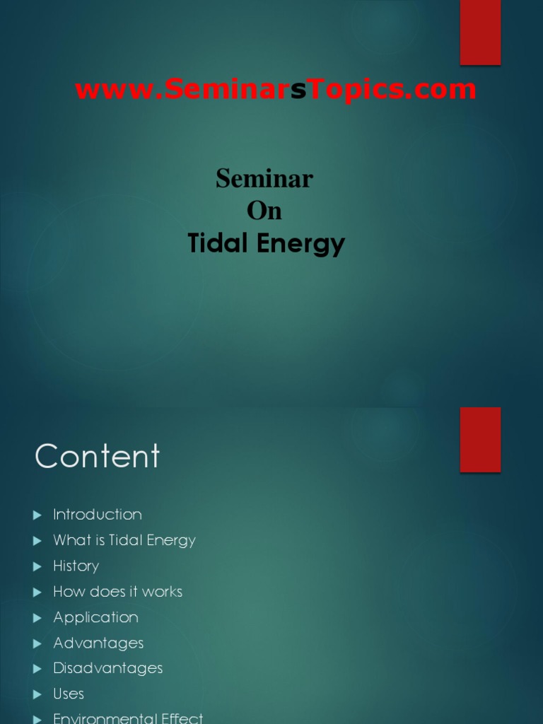 Tidal Energy | PDF | Sustainable Technologies | Energy Production