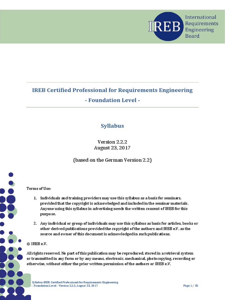 IREB CPRE Foundation Level Syllabus | PDF | Conceptual Model | Use Case