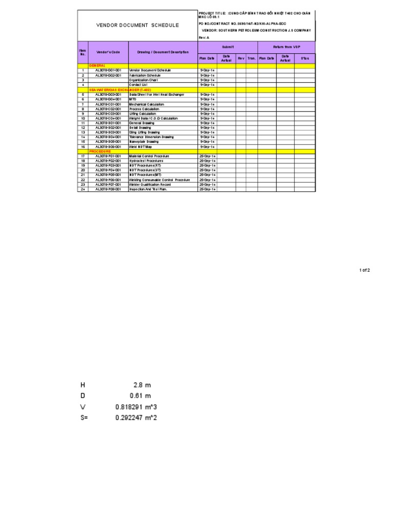 Vendor Data Requirement List For Heat Exchanger (T-402) (27!8!2014 ...