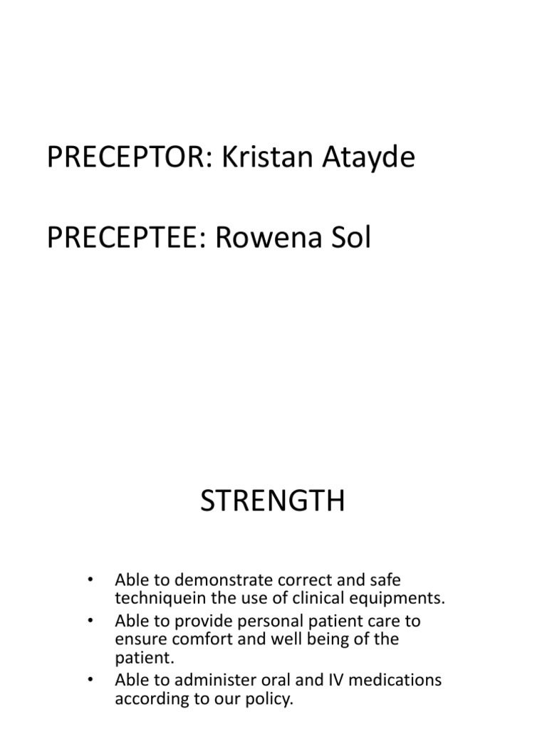 PRECEPTOR: Kristan Atayde PRECEPTEE: Rowena Sol | PDF | Health Care ...