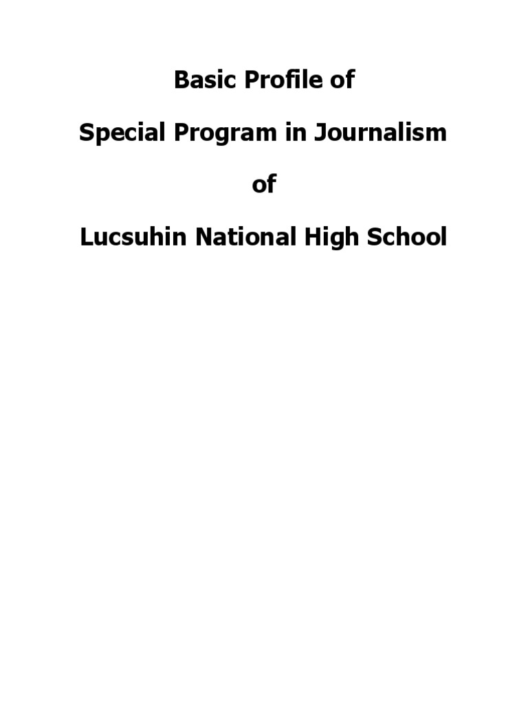 Special Program in Journalism Overview | PDF | Students | Internship