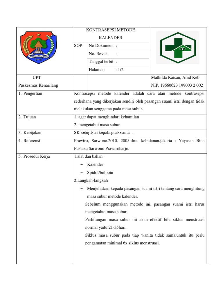 Metode Kalender untuk Kontrasepsi Efektif | PDF