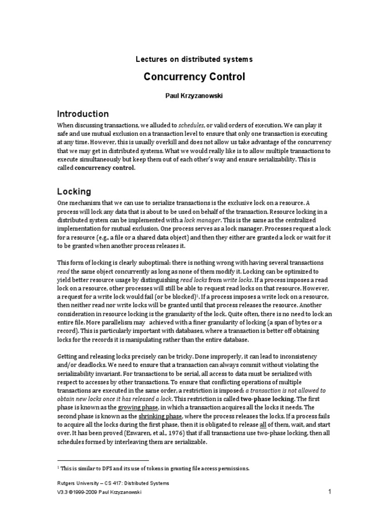 Concurrency Control and Time Stamp Ordering | PDF | Database Transaction | Information Retrieval