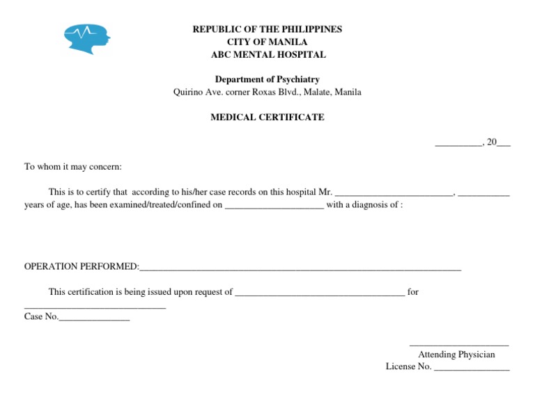 Med Cert Template | PDF