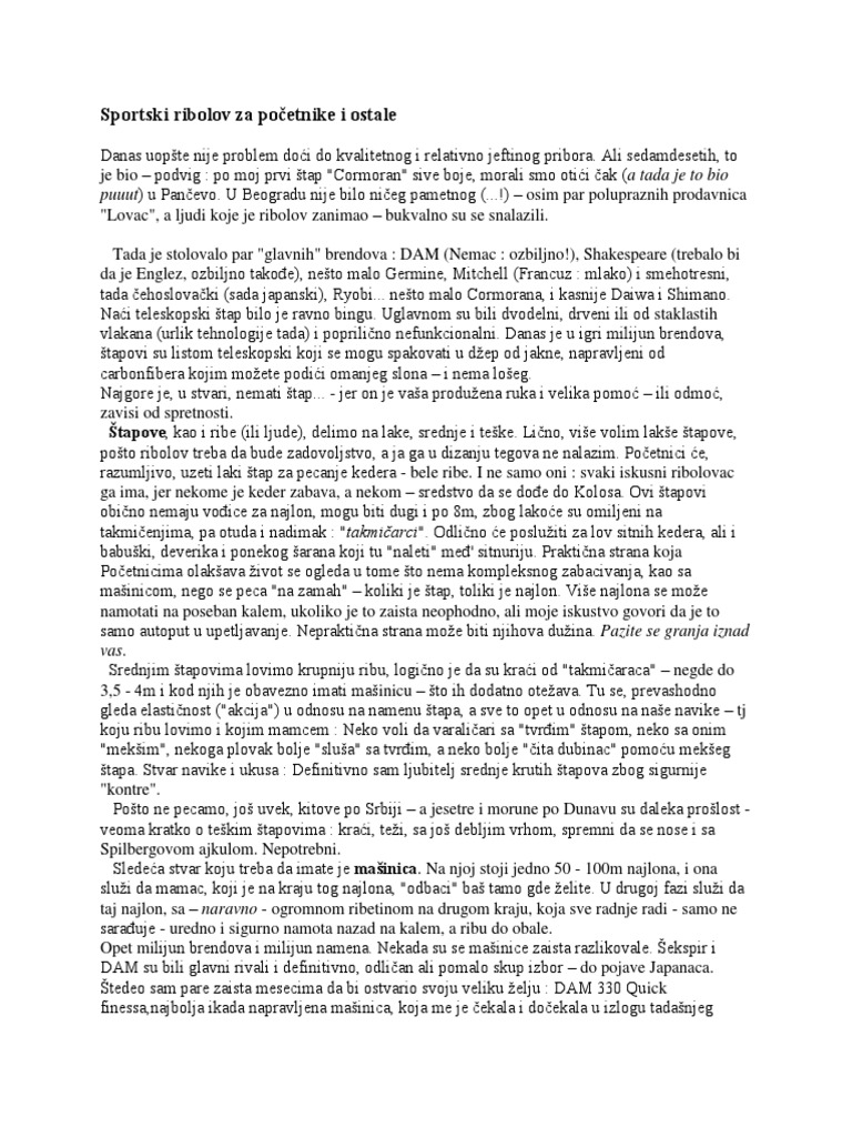 Sportski Ribolov Za Početnike I Ostale | PDF