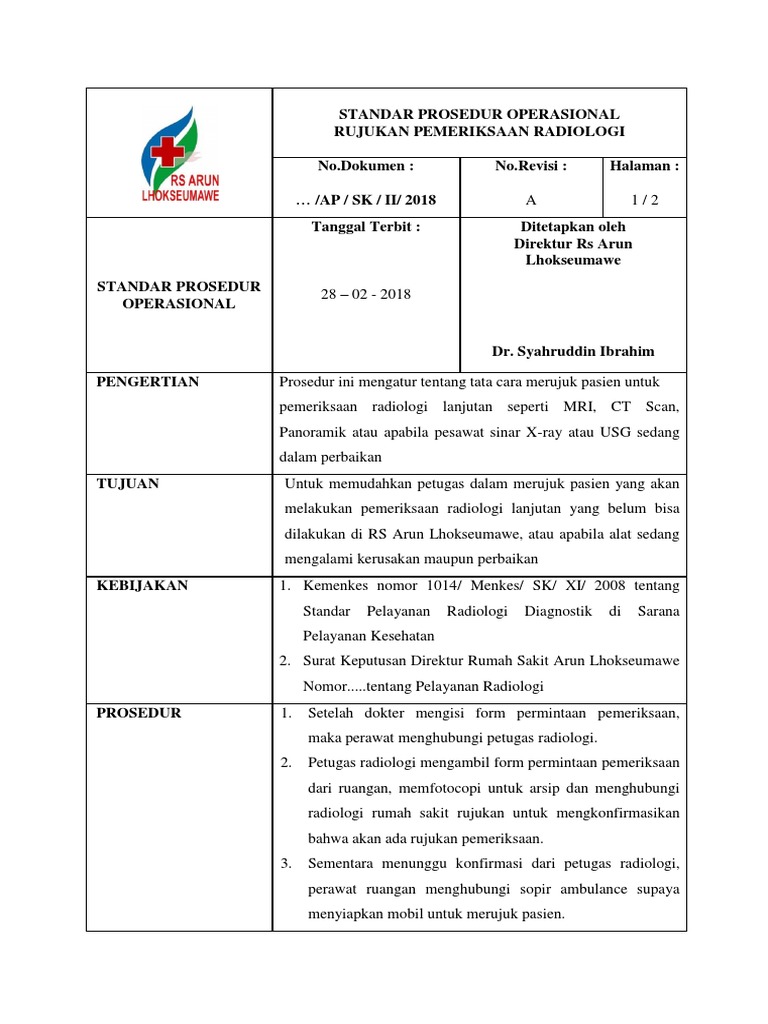 SOP Rujukan Radiologi | PDF