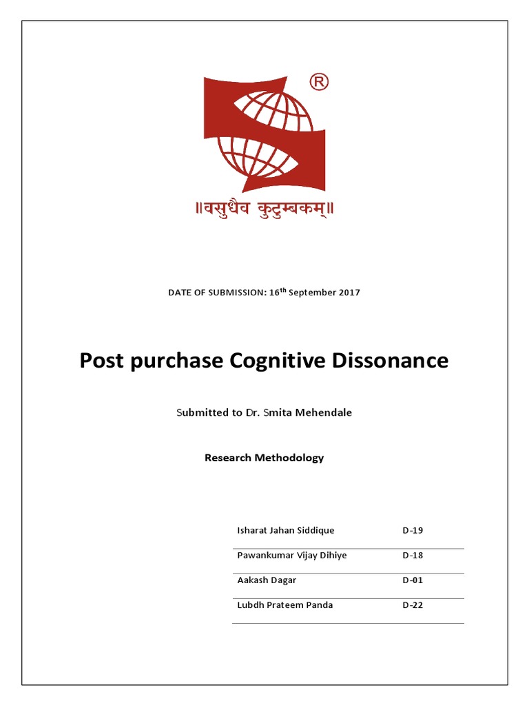 Post Purchase Cognitive Dissonance | PDF | Consumer Behaviour | Survey ...