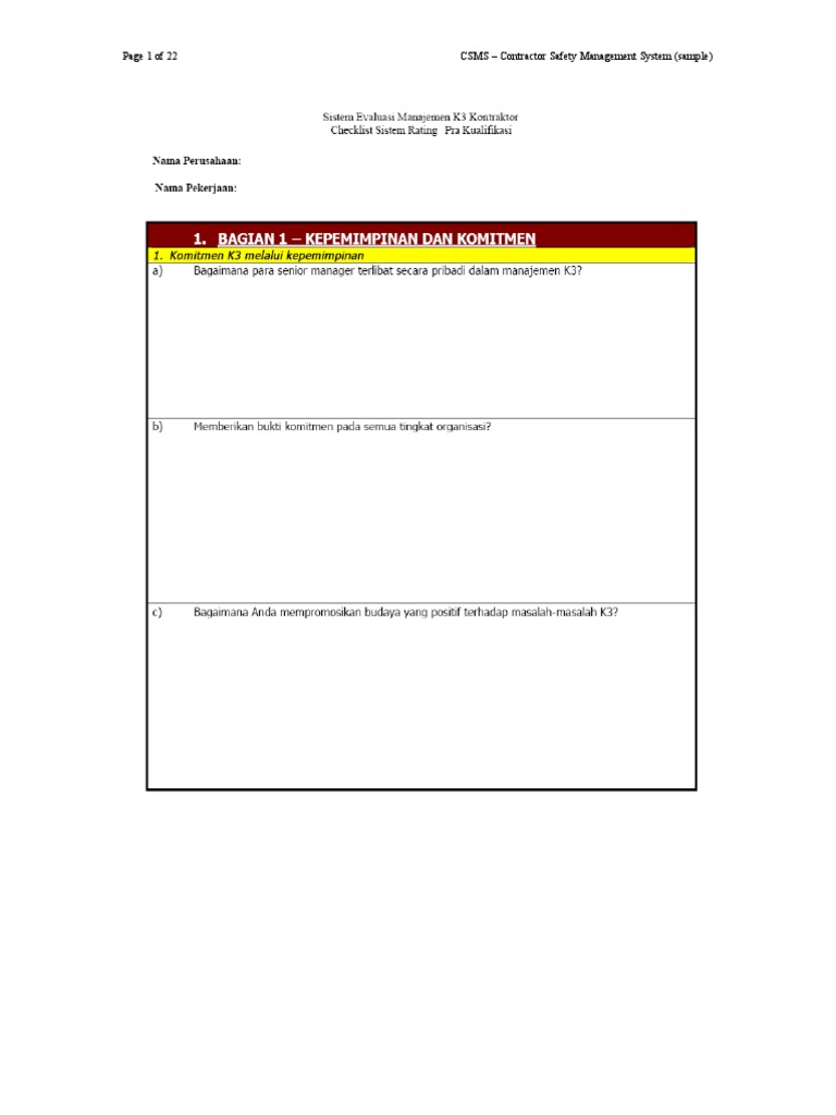 Checklist CSMS | PDF