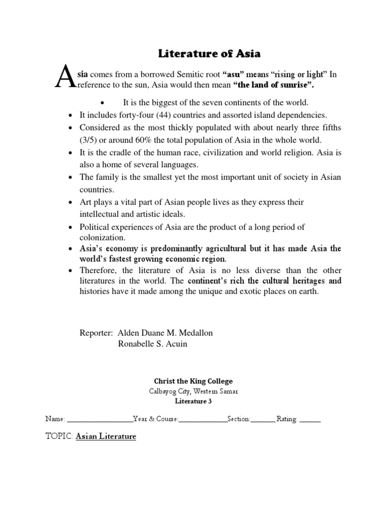 Literature of Asia | PDF | Asia | Earth