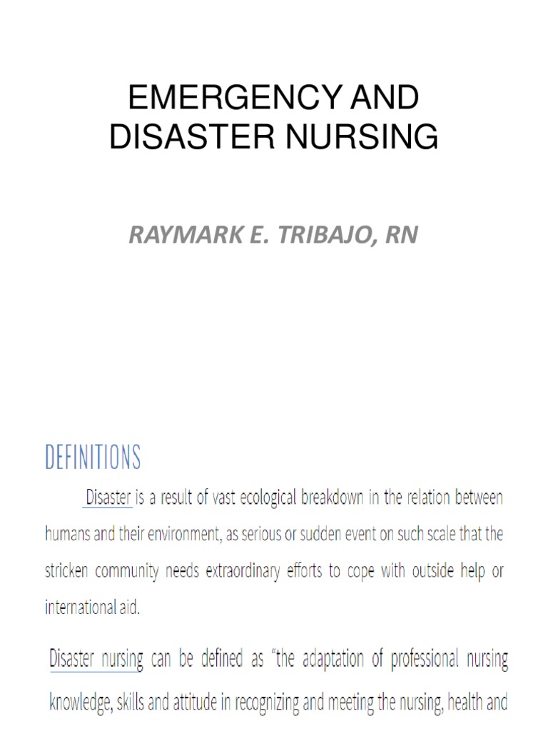 Emergency and Disaster Nursing | PDF