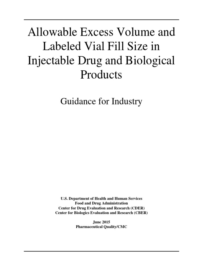 Allowable Excess Fill Volume | PDF | Food And Drug Administration ...