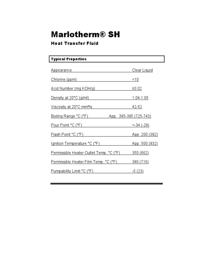 Products Heat Transfer Fluids Marlotherm | PDF | Coolant | Heat Transfer