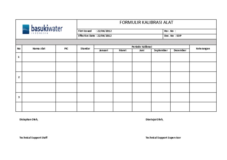 Formulir Kalibrasi Alat | PDF