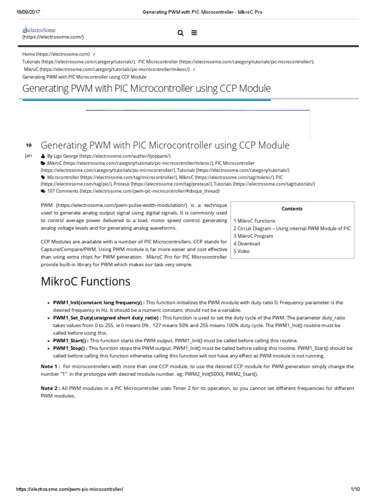 Generating Pwm With Pic Microcontroller Mikroc Pro Pdf Pic Microcontroller Microcontroller 