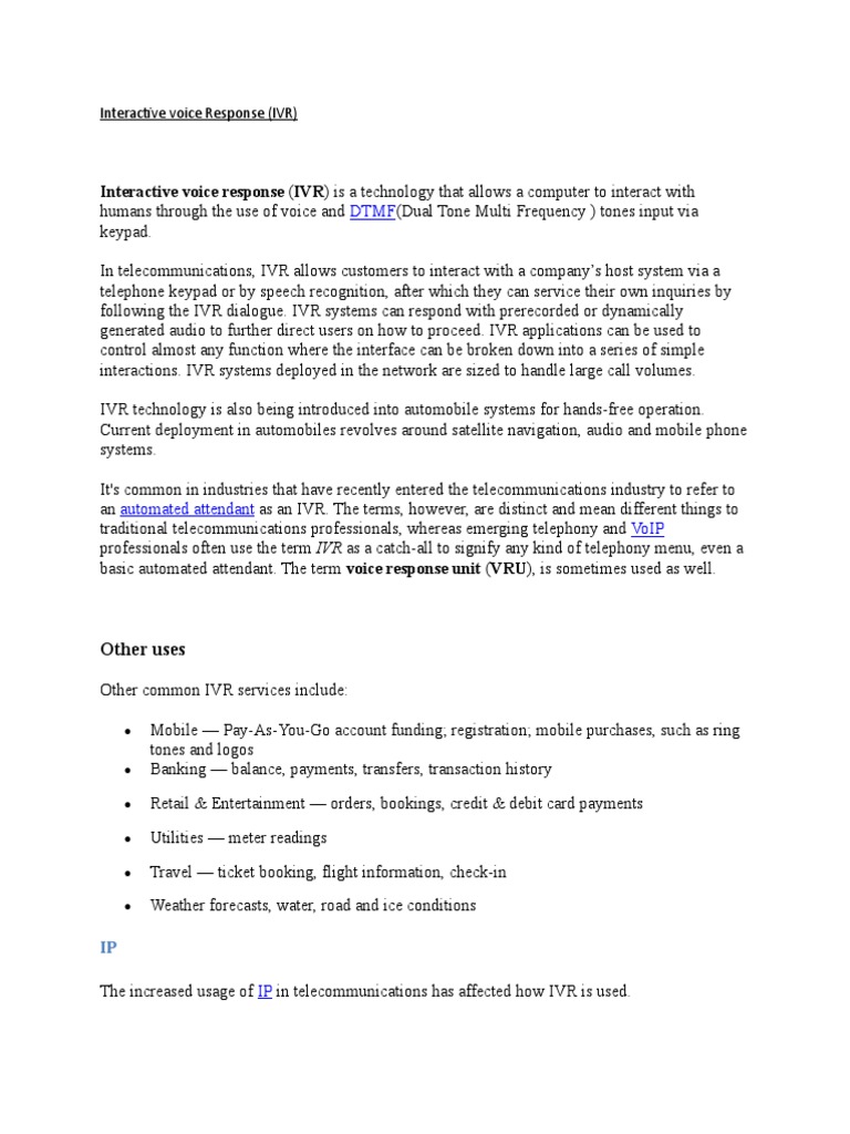 Interactive Voice Response | PDF | Interactive Voice Response | Session ...