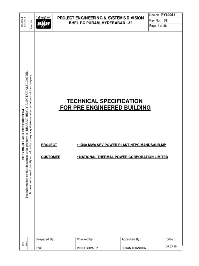 PEB Specifications BHEL | PDF