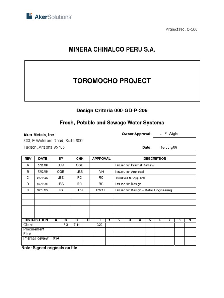 Toromocho Project: Minera Chinalco Peru S.A | PDF | Sewage Treatment ...
