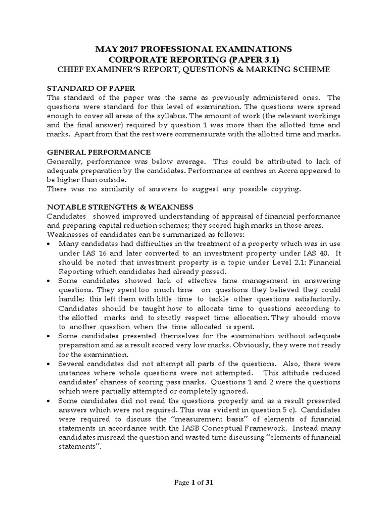 ICAG May 2017 Corporate Reporting Review | PDF | Deferred Tax ...