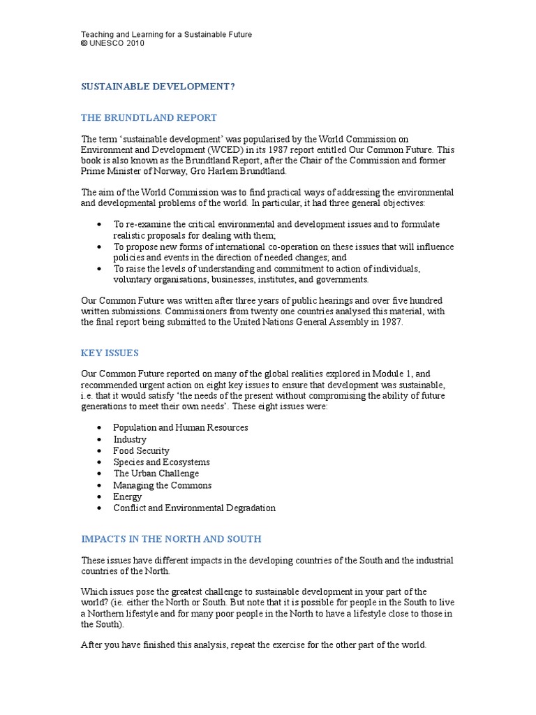 The Brundtland Report: Sustainable Development? | PDF | Sustainability ...