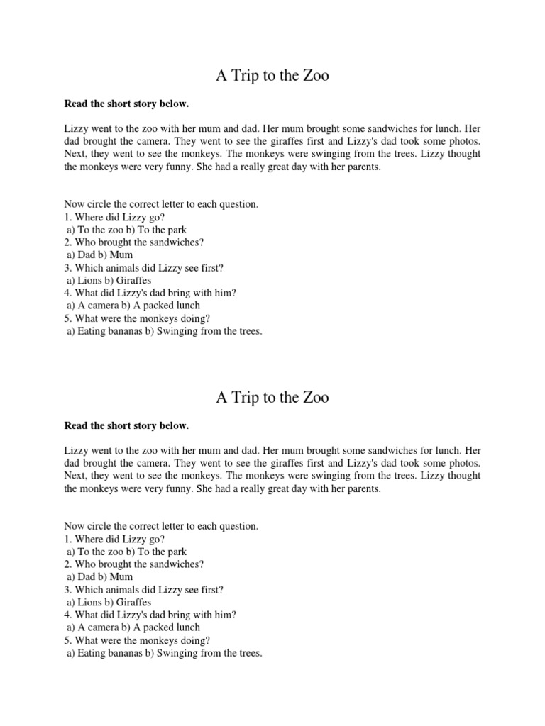 A Trip To The Zoo | PDF
